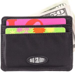 Big Skinny Open Sided Mini Skinny Card Slim Wallet, Holds Up to 9 Cards, Black