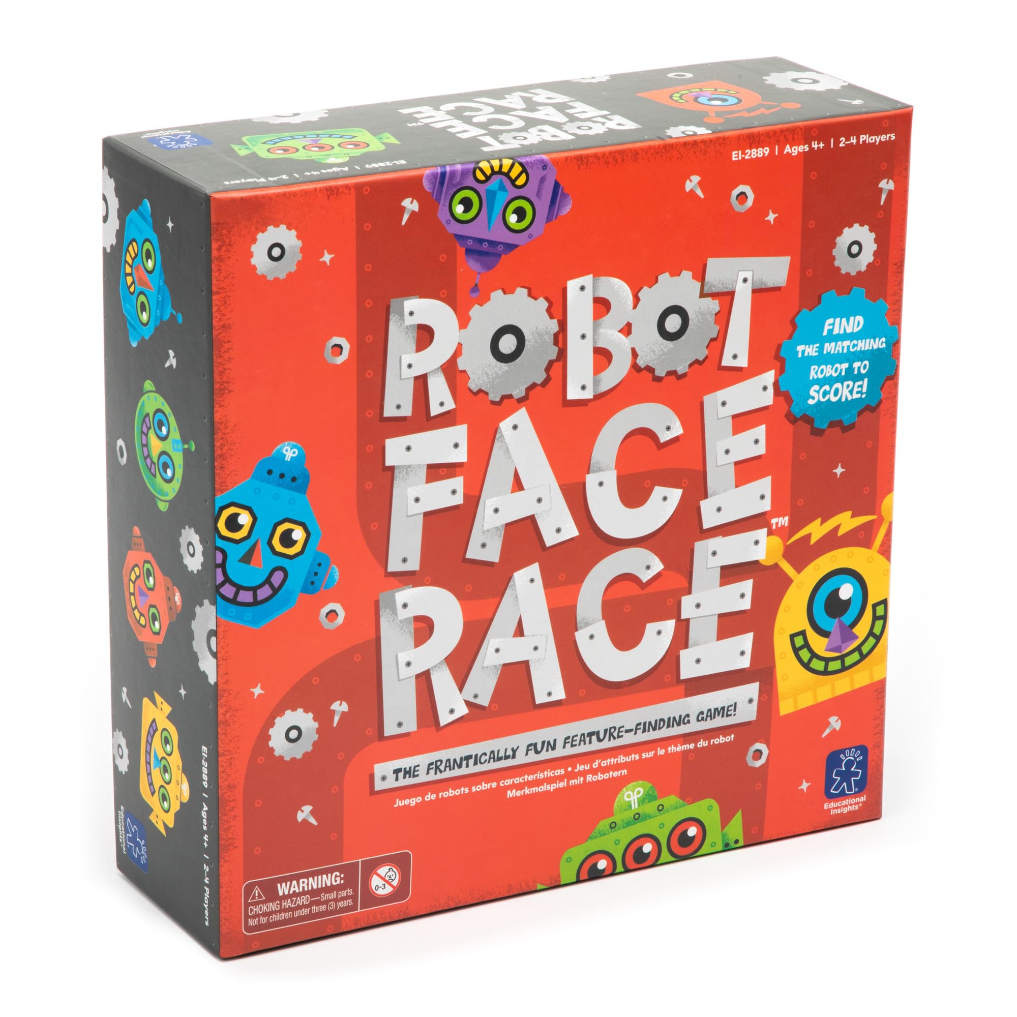 Educational Insights Robot Face Race, Fast Paced Color Recognition Matching Game, for 2-4 Players, Award-Winning Fun Family Board Game for Kids Ages 4+