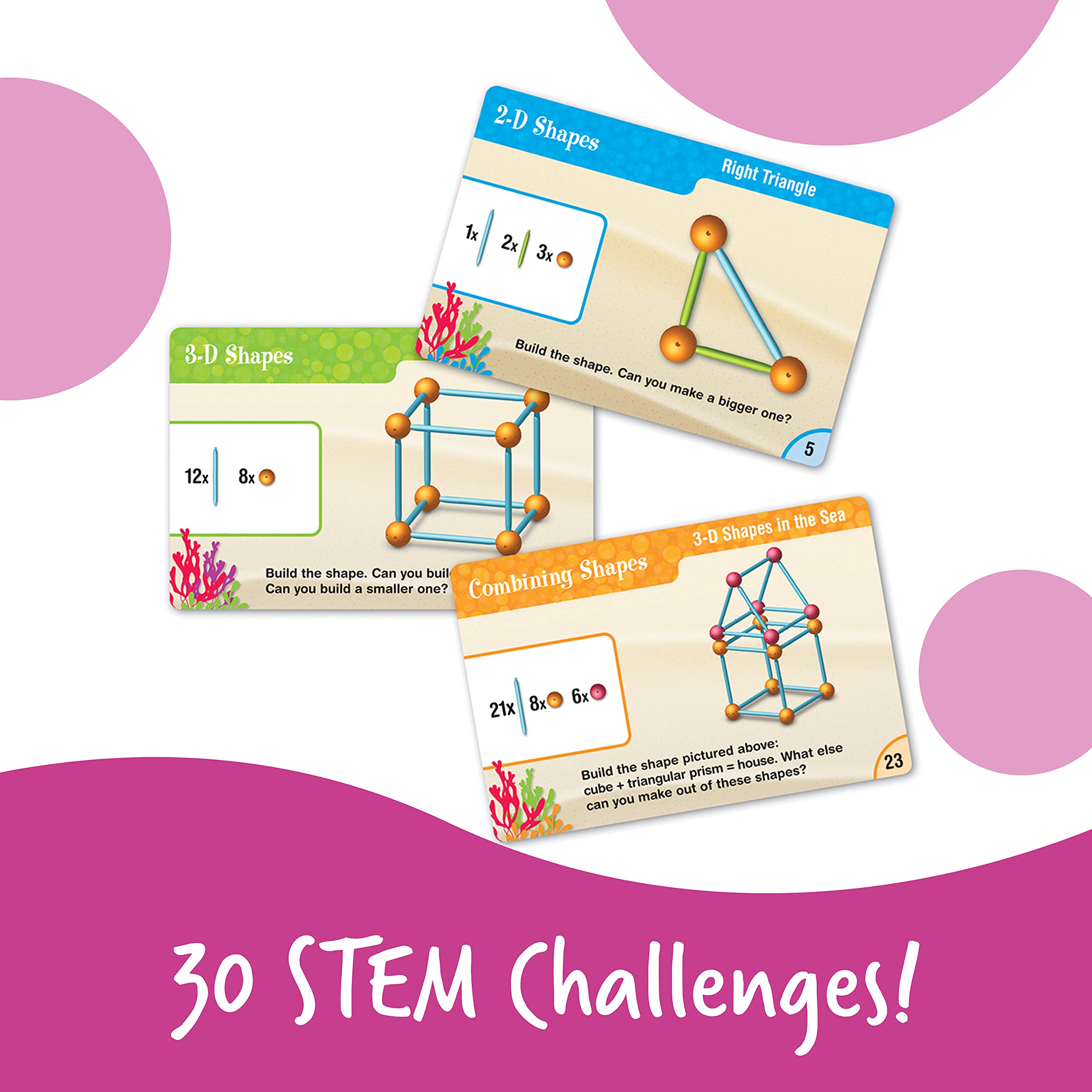 Learning Resources Dive into Shapes! A Sea and Build Geometry Set, 129 Pieces, Ages 6+, Geometry for Kids, Develops Shape Recognition, Back to School Games,3D Shapes for Kids