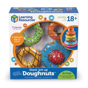 Learning Resources Smart Snacks Stack 'em Up Doughnuts - 7 Pieces, Ages 18+ months Fine Motor Skills Toys, Toddler Counting Toys, Donut Toys, Educational Toys for Kids