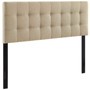 Modway Lily Tufted Linen Fabric Upholstered Queen Headboard in Beige