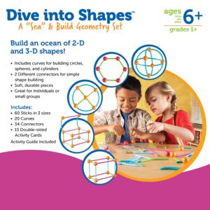 Learning Resources Dive into Shapes! A Sea and Build Geometry Set, 129 Pieces, Ages 6+, Geometry for Kids, Develops Shape Recognition, Back to School Games,3D Shapes for Kids