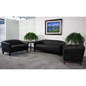 Flash Furniture HERCULES Imperial Series Reception Set in Black LeatherSoft