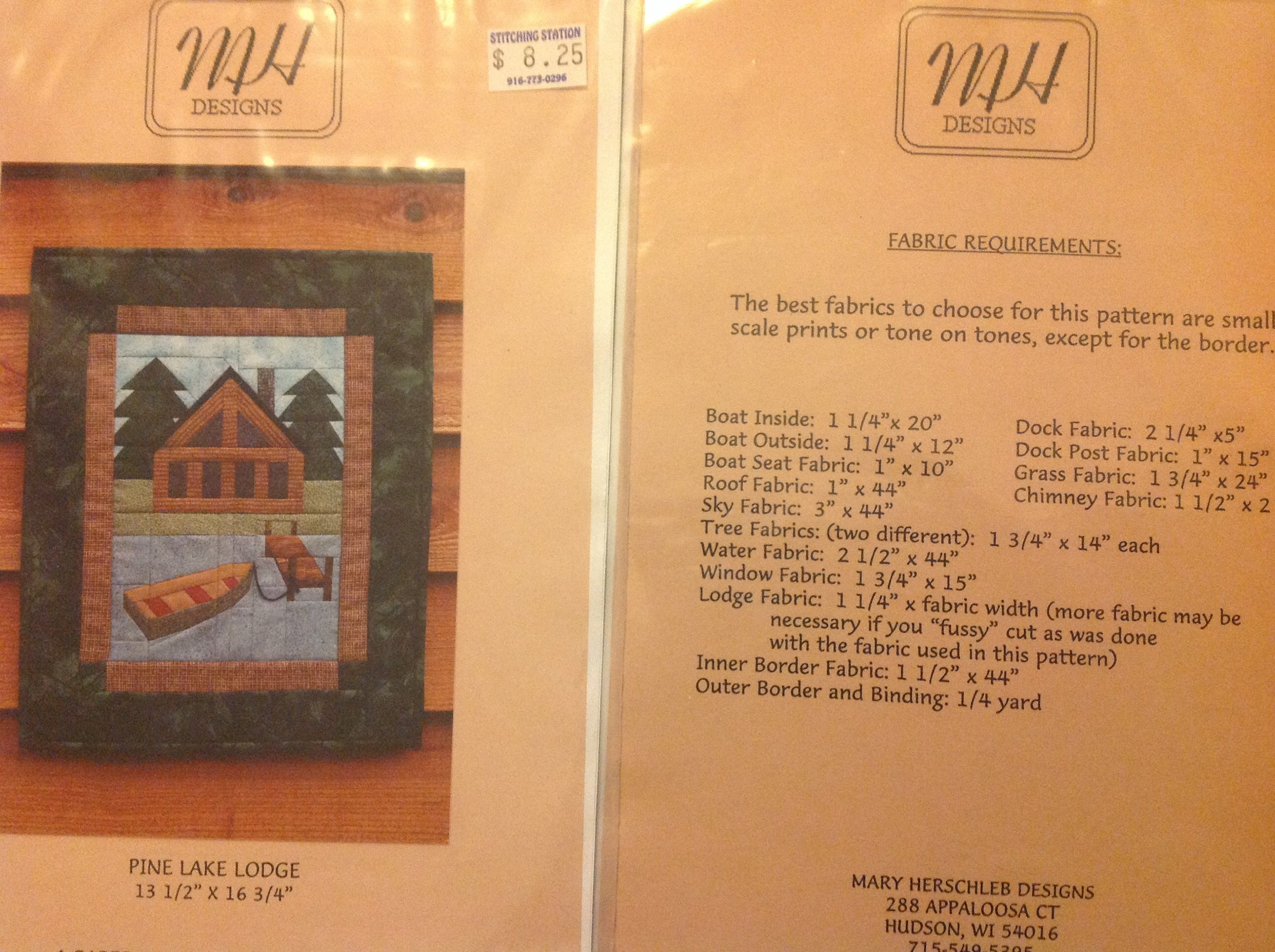 Mh 625 Designs Sewing Appliqué Wall Quilt Pattern, Pine Lake Lodge Dock, Cabin, Boat, Lake Motifs