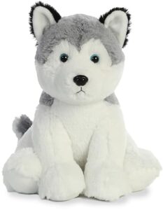 aurora® cuddly husky stuffed animal - cozy comfort - endless snuggles - gray 14 inches