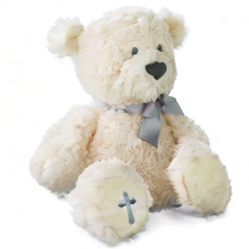 Nat and Jules The Lord's Prayer Bear With Ribbon, Cross Children's Plush Stuffed Animal