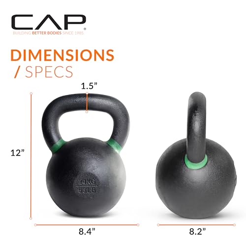 CAP Barbell Cast Iron Competition Kettlebell Weight, 53 Pound, Black/Green