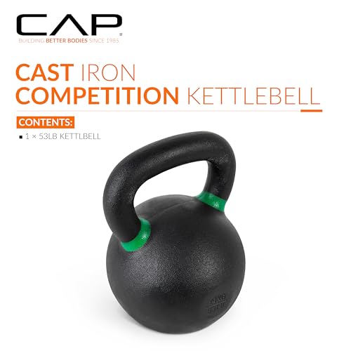 CAP Barbell Cast Iron Competition Kettlebell Weight, 53 Pound, Black/Green