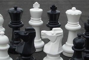 MegaChess Large Chess Pieces and Large Chess Mat - Black and White - Plastic - 12 inch King