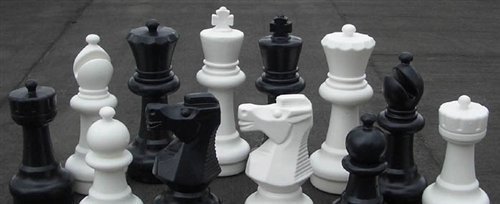 MegaChess Large Chess Pieces and Large Chess Mat - Black and White - Plastic - 12 inch King