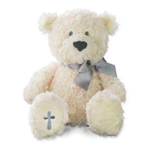 nat and jules the lord's prayer bear with ribbon, cross children's plush stuffed animal