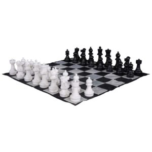 megachess large chess pieces and large chess mat - black and white - plastic - 12 inch king