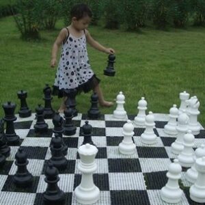 MegaChess Large Chess Pieces and Large Chess Mat - Black and White - Plastic - 12 inch King