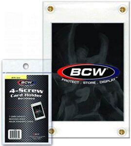 bcw 4-screw card holder - recessed | 20 pt trading card protector | crystal clear polystyrene, secure brass screws | ideal for baseball, football, basketball, hockey cards and collectibles