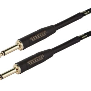 Monoprice 1/4-Inch TS Male Guitar and Instrument Cable - 15 Feet - Black & Gold | 20AWG - Gold Plated - Cloth Series