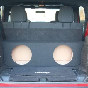 American Sound Connection JW2X12-074DR-BS Compatible with 2007-2015 Jeep Wrangler Unlimited (4 Door) Custom Dual 12" Subwoofer Enclosure Sub Box