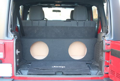 American Sound Connection JW2X12-074DR-BS Compatible with 2007-2015 Jeep Wrangler Unlimited (4 Door) Custom Dual 12" Subwoofer Enclosure Sub Box