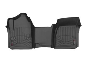 weathertech custom fit floorliners for silverado 2500hd/3500hd, silverado 1500, sierra 1500, sierra 2500hd/3500hd - 1st row - over the hump (445451), black