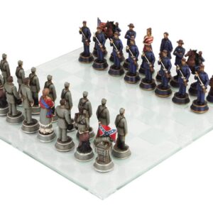 PTC Civil War Solider Themed Chess Set with Glass Board, Multicolor