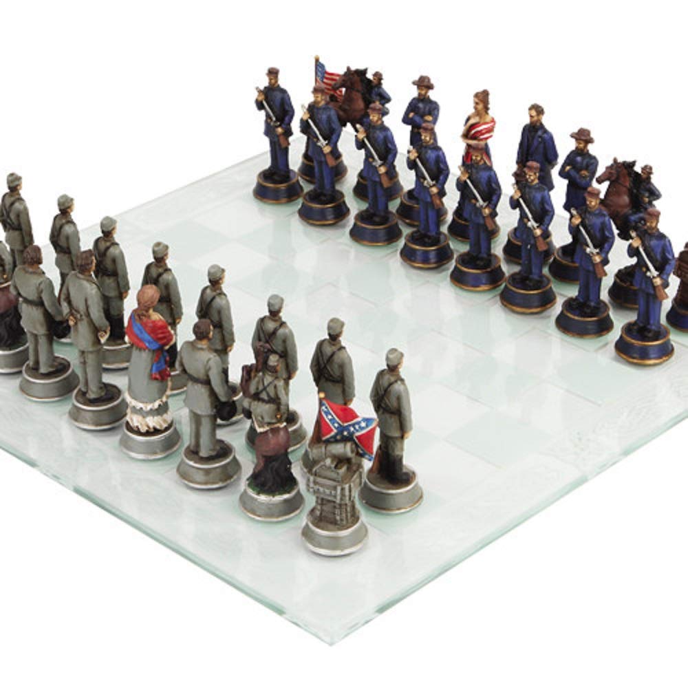 PTC Civil War Solider Themed Chess Set with Glass Board, Multicolor