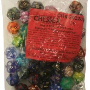 Chessex DND Dice Set-Chessex D&D Dice-16mm Assorted lours Plastic Polyhedral Dice Set-Dungeons and Dragons Dice ludes 50 Dice - D20, Various (CHX29220)