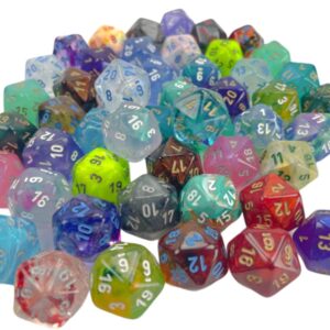 Chessex DND Dice Set-Chessex D&D Dice-16mm Assorted lours Plastic Polyhedral Dice Set-Dungeons and Dragons Dice ludes 50 Dice - D20, Various (CHX29220)