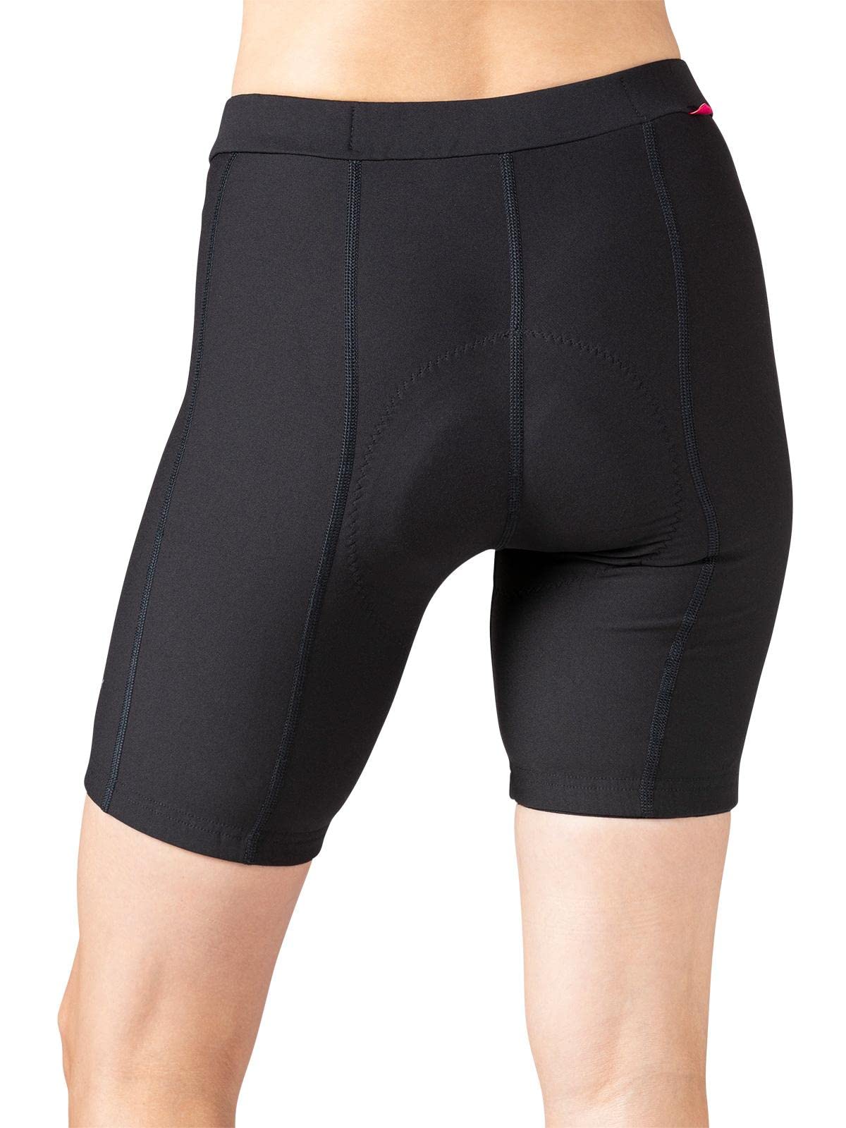 Terry Touring Bike Short Regular 8" Long Womens Padded Cycling Shorts for Women Compression Pockets Leg Grippers - Black, Medium