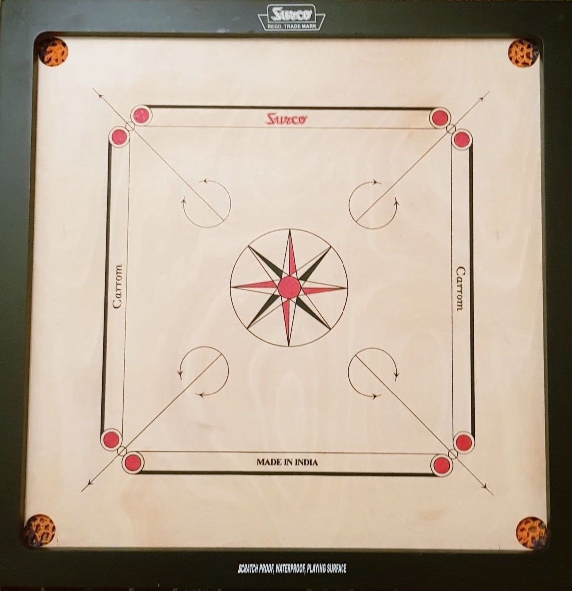 Surco Classic Kids Size Carrom Board with Coins and Striker, 4mm