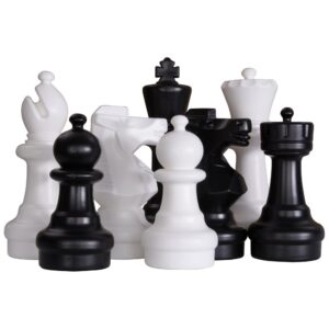 MegaChess Large Chess Pieces and Large Chess Mat - Black and White - Plastic - 12 inch King