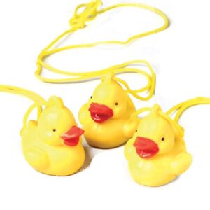 dozen classic yellow rubber duck duckie necklaces