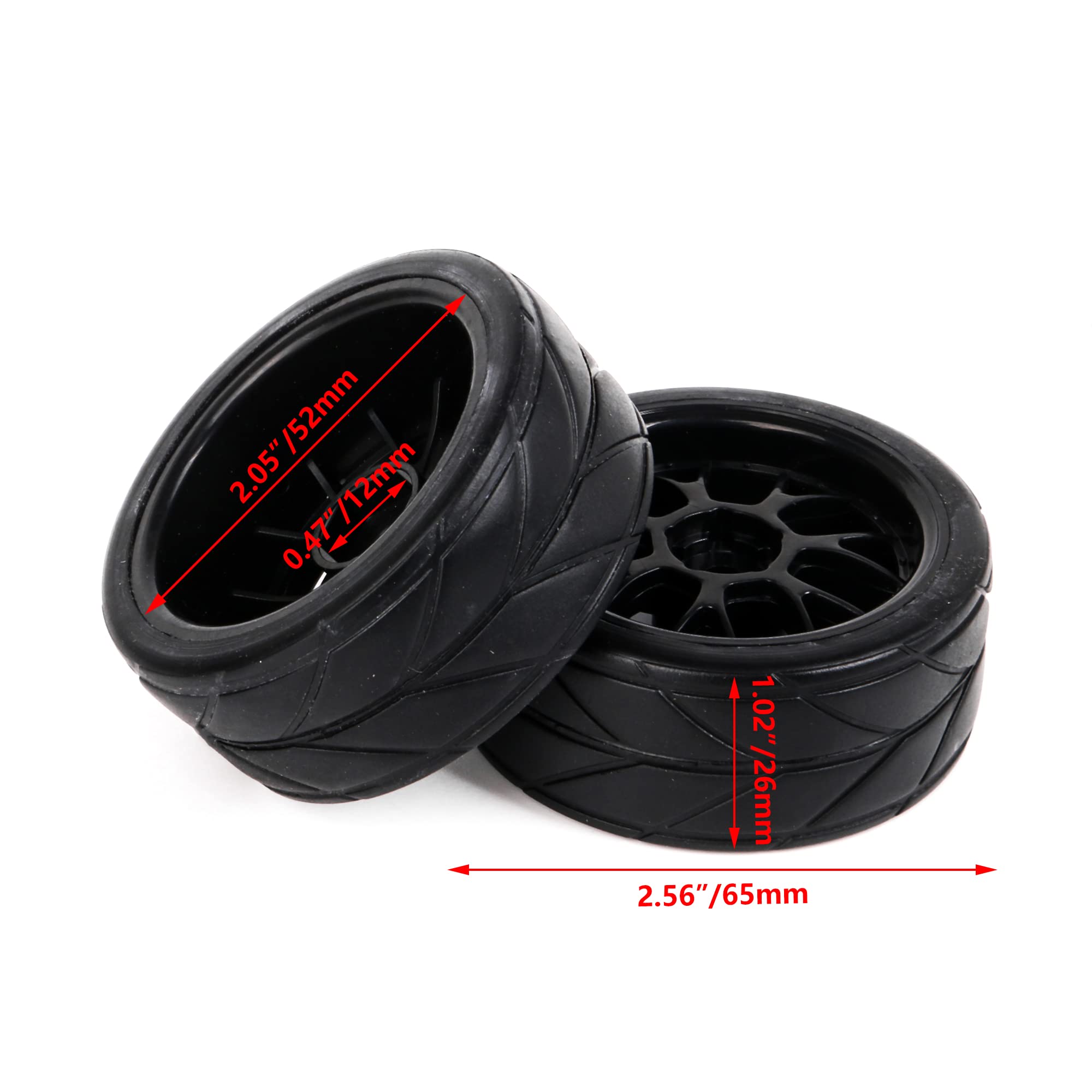 BQLZR Y Shape Wheel Rim&Tires Replacement for HSP 1:10 On-Road RC Flat Racing Car 20106 Pack of 4