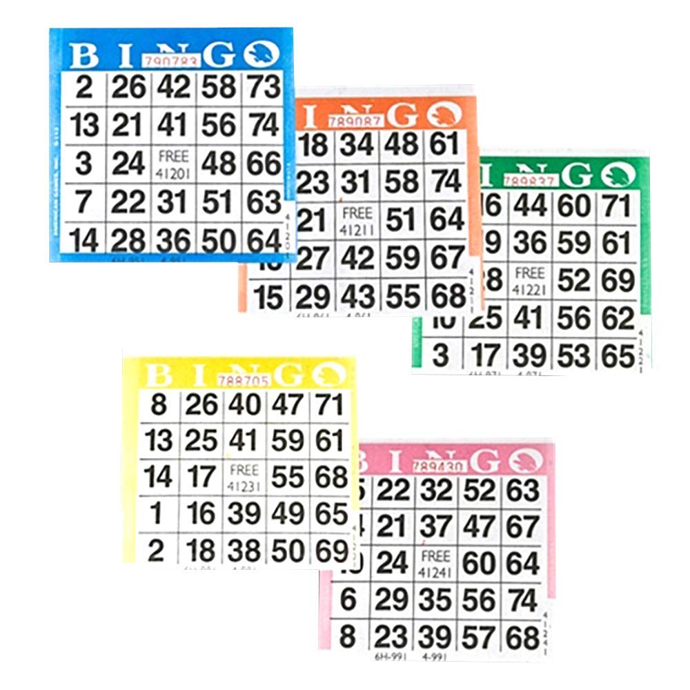 American Games Bingo Paper Game Cards - 1 Card - 5 Sheets - 100 Books - 4 Inch Square Size Disposable Cards - Made in USA