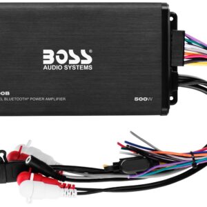 BOSS Audio Systems MC900B 4 Channel Amplifier for ATV UTV Car Marine - 500 High Output, Low Level Inputs, Full Range, Weatherproof, Bass for Subwoofer