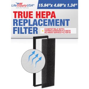 true hepa replacement filter for germguardian flt4825 ac4800 series filter b (3-pack)