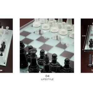 Avant-Garde Black Frosted Glass Chess Set with Mirror Board