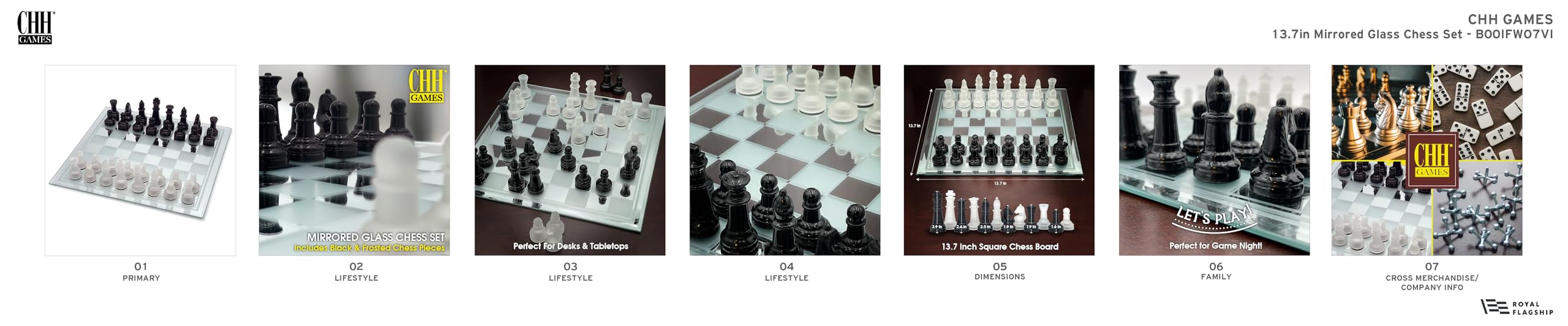 Avant-Garde Black Frosted Glass Chess Set with Mirror Board