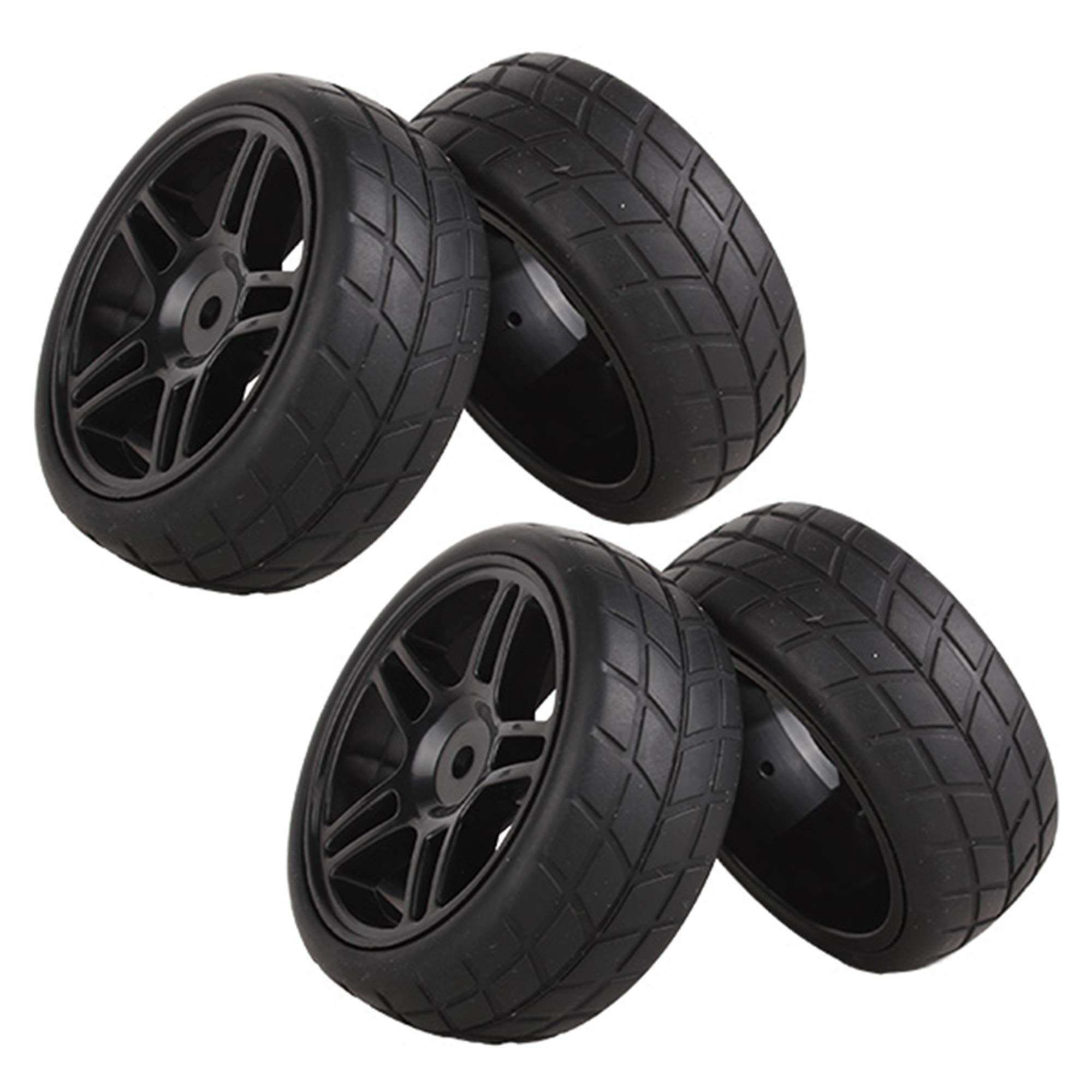 BQLZR Rubber Hub Wheel Rim&Tires 1:10 On-Road Racing Car RC Pack of 4 (20111)