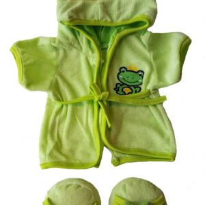 Frog Robe & Slippers Pajamas Outfit Teddy Bear Clothes Fit 14" - 18" Build-a-bear, Vermont Teddy Bears, and Make Your Own Stuffed Animals