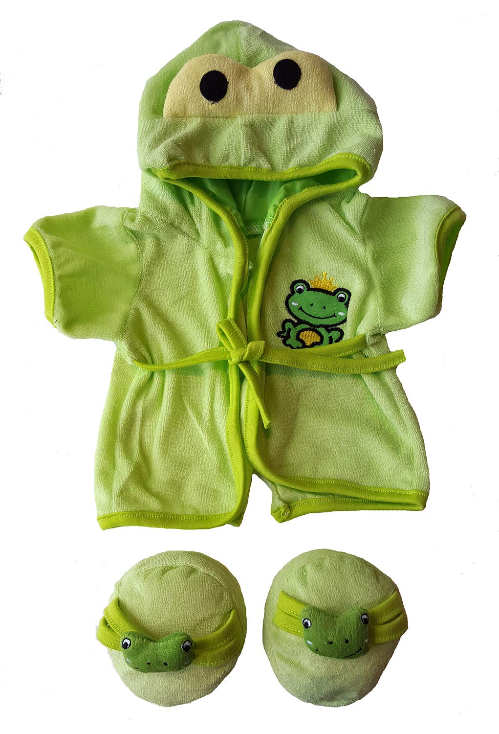 Frog Robe & Slippers Pajamas Outfit Teddy Bear Clothes Fit 14" - 18" Build-a-bear, Vermont Teddy Bears, and Make Your Own Stuffed Animals