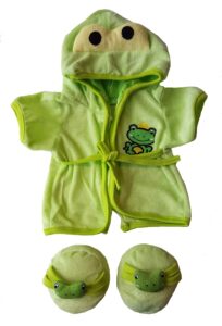 frog robe & slippers pajamas outfit teddy bear clothes fit 14" - 18" build-a-bear, vermont teddy bears, and make your own stuffed animals