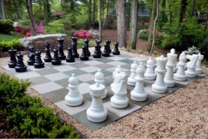 megachess giant oversized premium complete set of chess pieces with 25 inch tall king - black and white