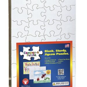 Hygloss Puzzles DIY Party Invite - Blank Puzzle for Decorating - Art Activity - Use as Party Favors - White, Sturdy – 5.5 x 8 Inches, 28 Pieces - Comes with Envelopes - 8 Qty