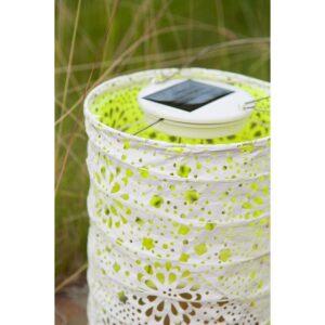 Allsop Home and Garden Soji Stella Neon LED Outdoor Solar Lantern, Handmade with Weather-Resistant UV Rated Tyvek fabric, Stainless Steel Hardware, Auto sensor on/off, for Patio, Deck, Garden, Color (Neon Yellow)