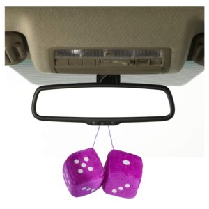 Funny Party Hats Purple Fuzzy Dice - Hanging Car Mirror Dice - 50's Retro Dice