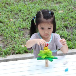 PlanToys Wooden Balancing Tree Learning Toy (5140) | Sustainably Made from Rubberwood and Non-Toxic Paints and Dyes