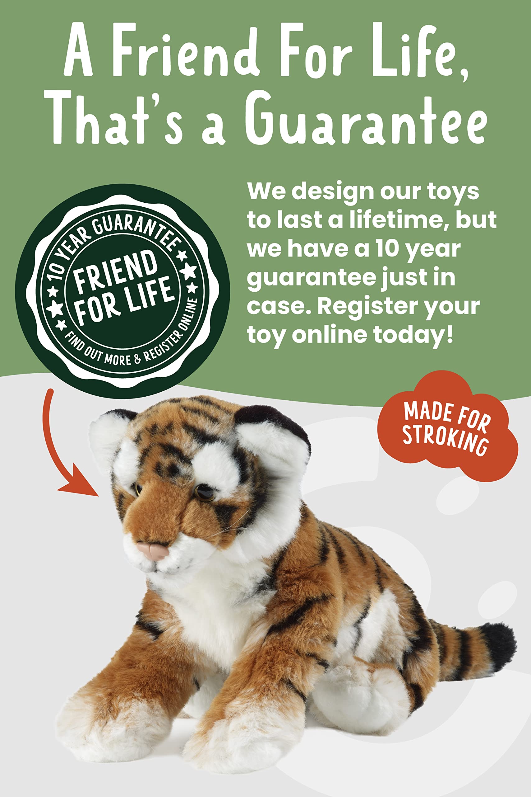 Living Nature Large Tiger Cub Stuffed Animal | Fluffy Tiger Animal | Soft Toy Gift for Kids | 12 inches