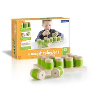 guidecraft weight cylinders toy - kids early learning and development toy, matching and sorting game for toddlers