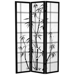 red lantern 6 ft. tall canvas bamboo tree black room divider, 71 inches high and 3 panels wide