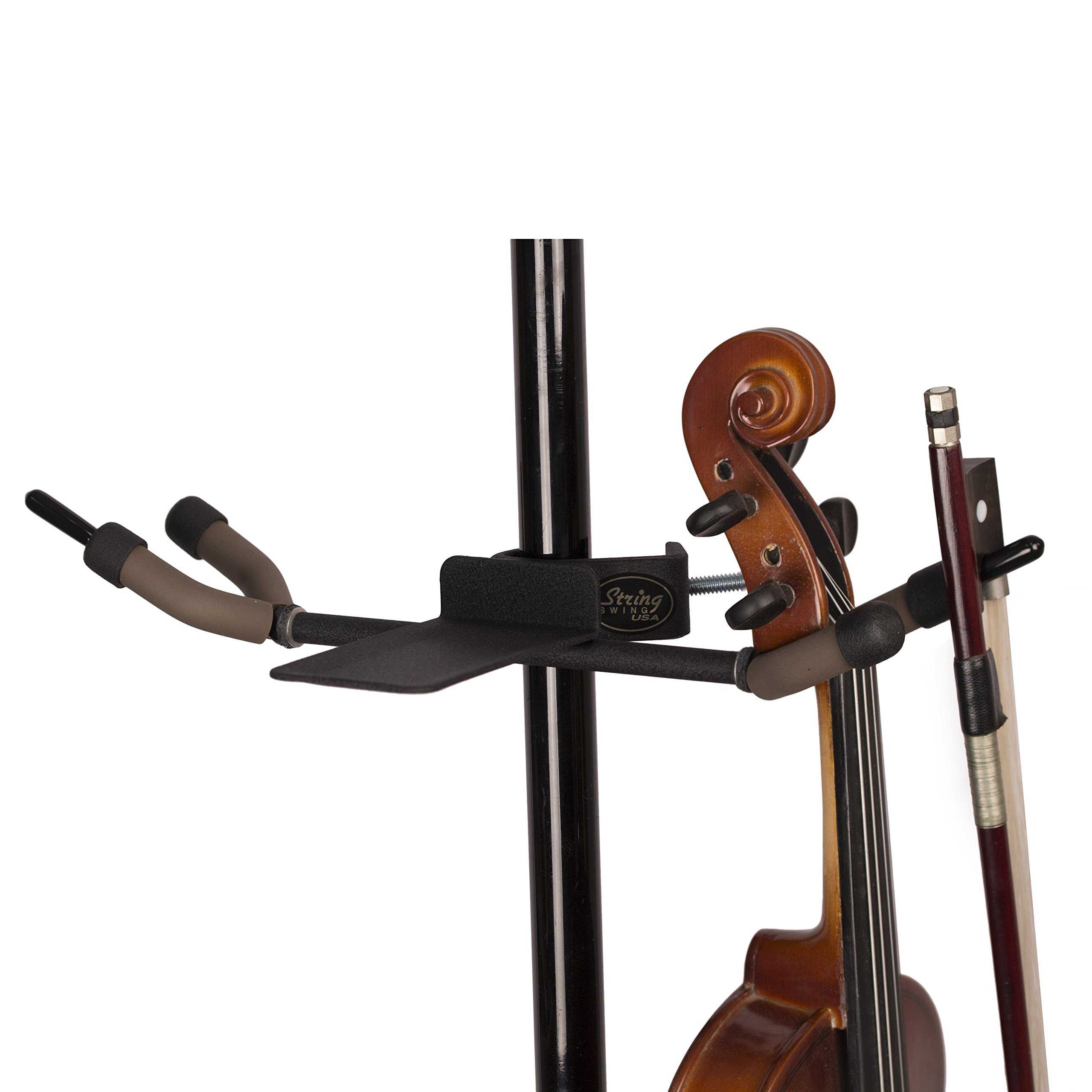 String Swing Violin hanger for Mic Stand Holds two Violins or Viola Twin Violin Twin Violin