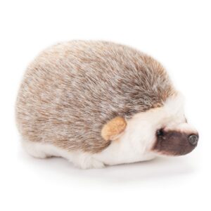 demdaco huddled small hedgehog wispy chestnut children's plush stuffed animal